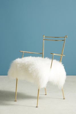 Shag Puff Dressing Chair | Anthropologie