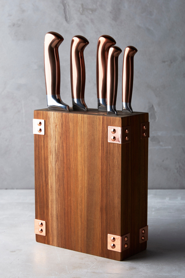 Wood & Copper Knife Block | Anthropologie