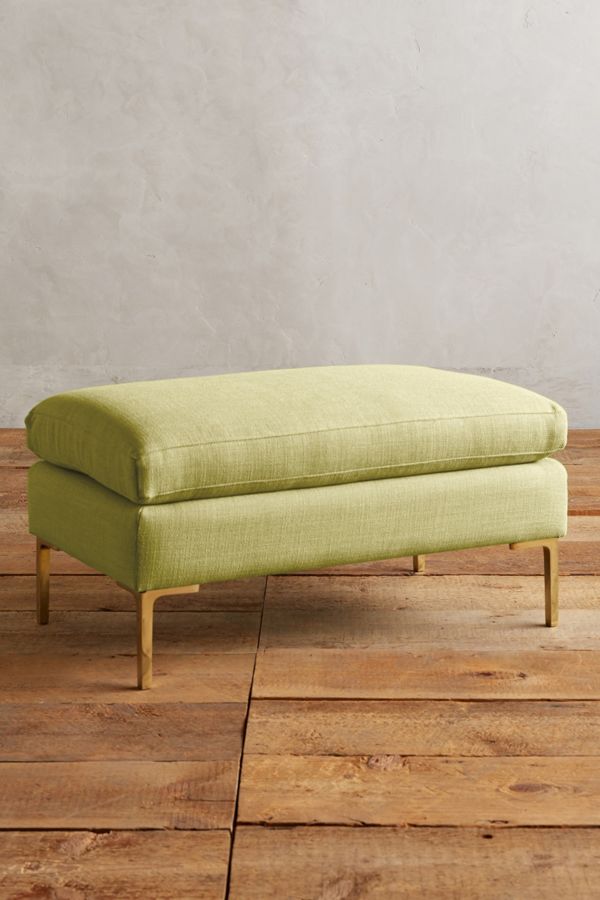 Basketweave Linen Edlyn Ottoman | Anthropologie