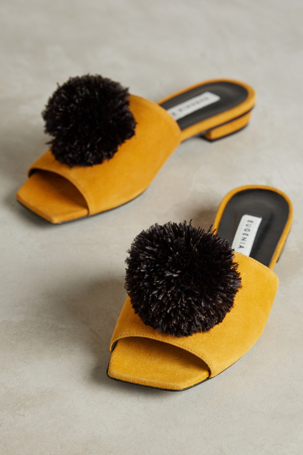 Eugenia Kim Feather-Pom Slides | Anthropologie