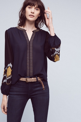 Lucania Embroidered Blouse | Anthropologie