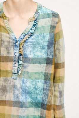 Ruffled Plaid Henley | Anthropologie