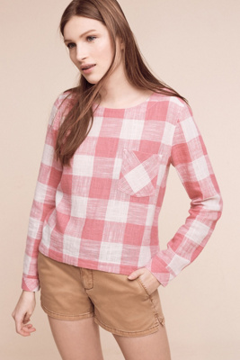 Gingham Button-Back Top | Anthropologie