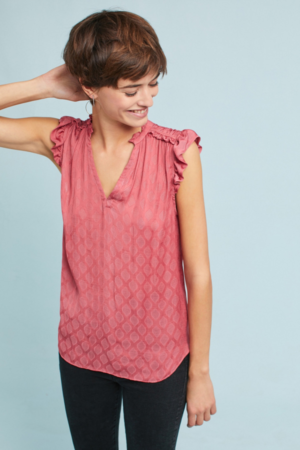 Ruffled V-Neck Tank Top | Anthropologie
