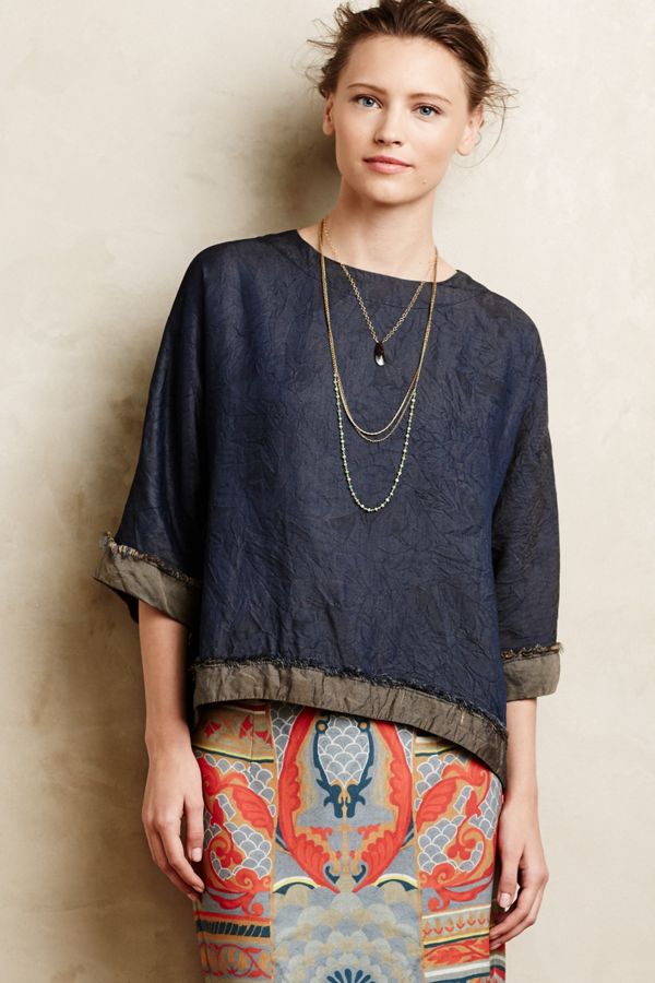 Fringed Indigo Top | Anthropologie