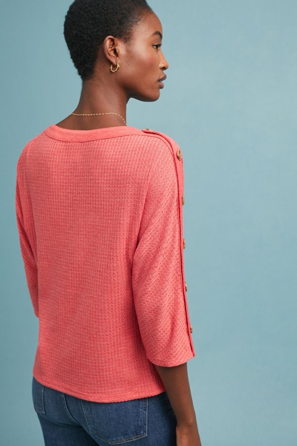 Buttoned Waffle Top | Anthropologie