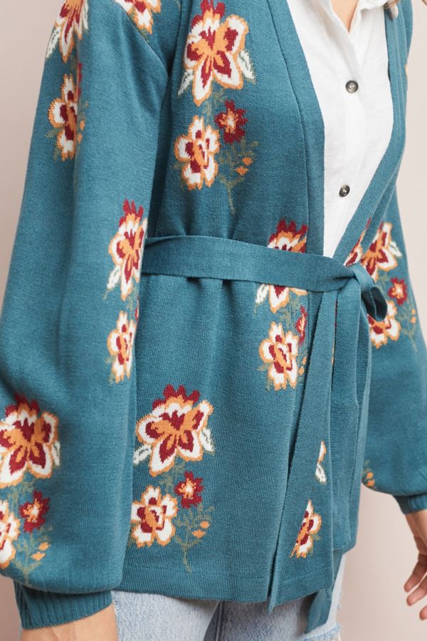 Floral Intarsia Wrapped Cardigan | Anthropologie