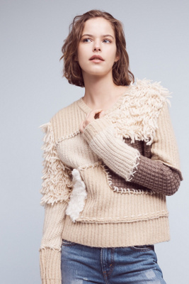 Fringed Patchwork Pullover | Anthropologie