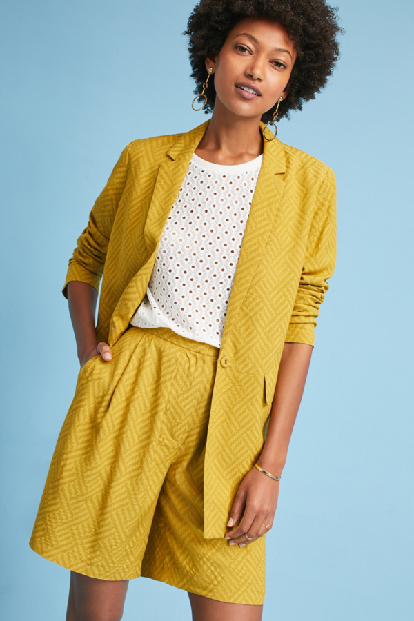 Chevron Long Blazer | Anthropologie