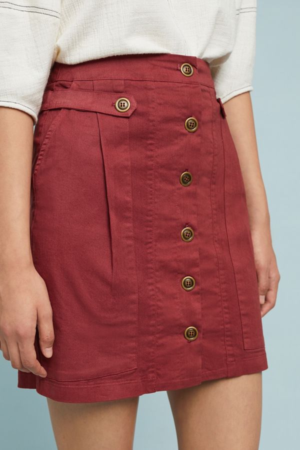 Buttoned Utility Skirt | Anthropologie