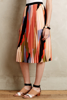 Pleated Colorblock Skirt | Anthropologie