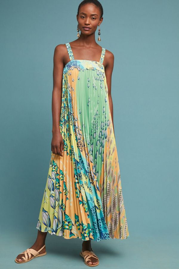 Pleated Fish Maxi Dress | Anthropologie