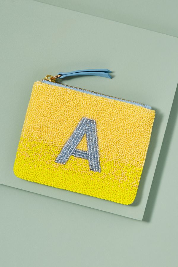 Monogram Beaded Pouch | Anthropologie