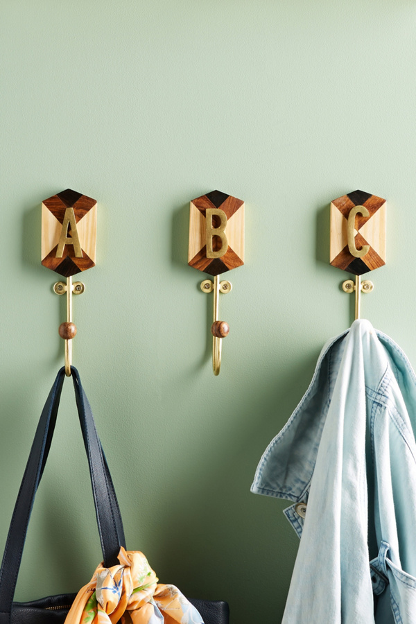 Marquetry Monogram Hook | Anthropologie