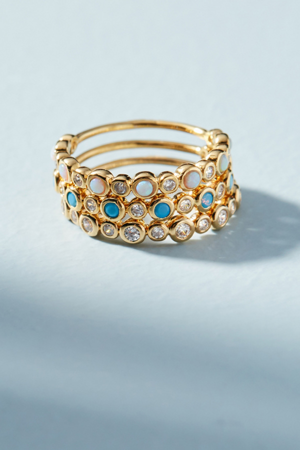 Opal Lustre Ring Set | Anthropologie