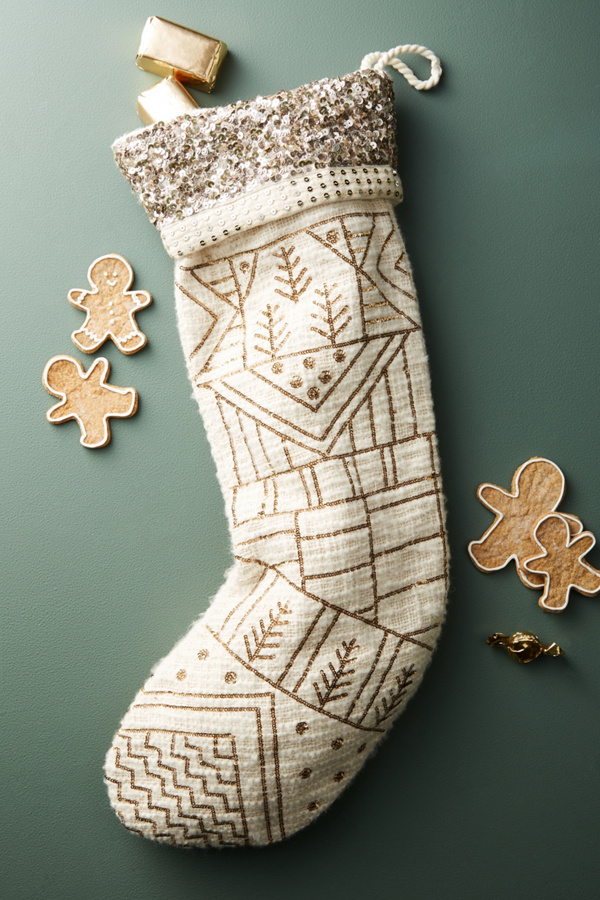 Sequined Geo Stocking | Anthropologie