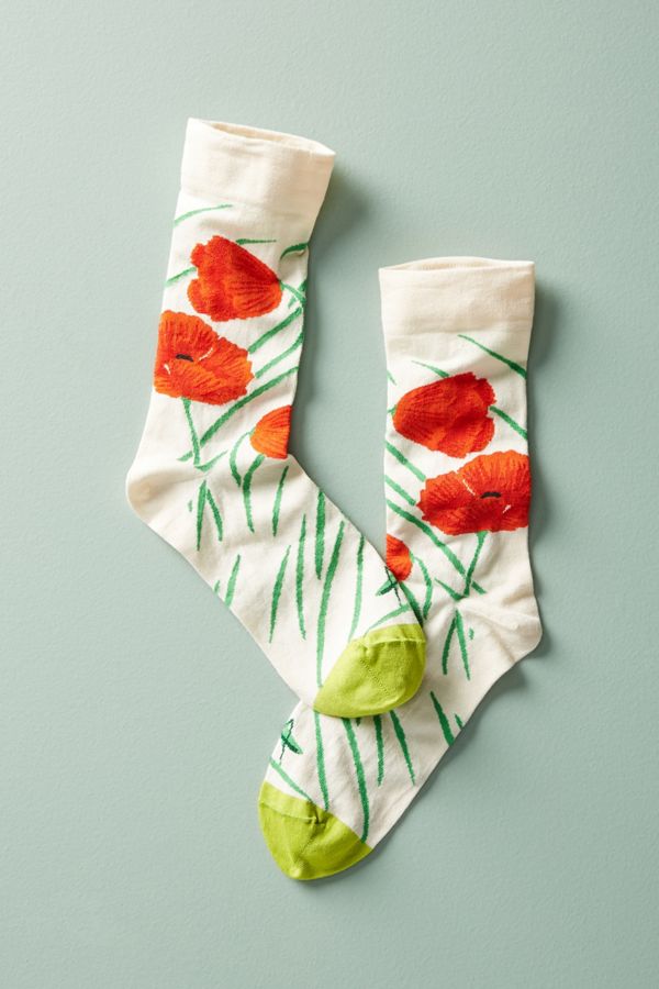 Blooming Peonies Crew Socks | Anthropologie