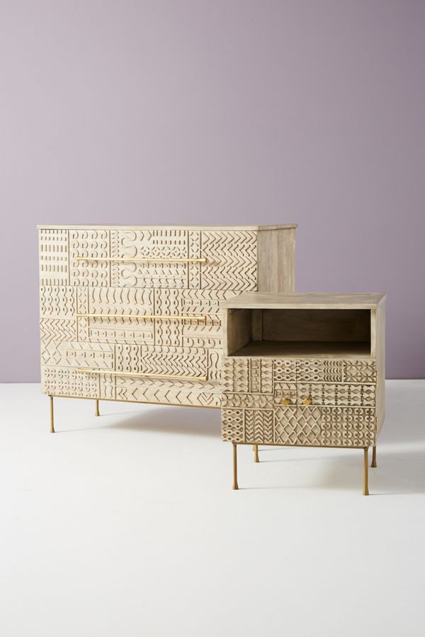 Carved-Patchwork Three-Drawer Dresser | Anthropologie