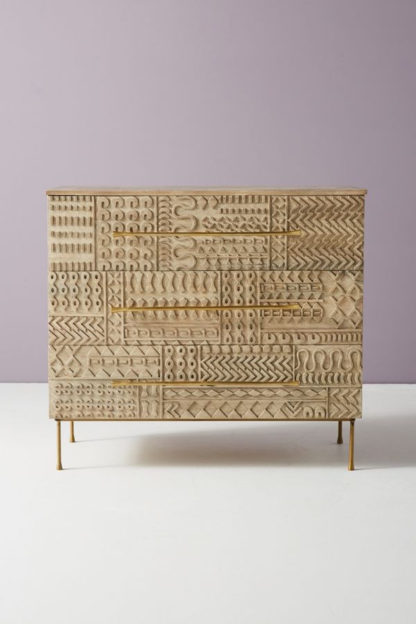 Carved-Patchwork Three-Drawer Dresser | Anthropologie