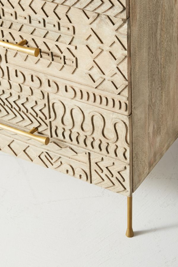 Carved-Patchwork Three-Drawer Dresser | Anthropologie