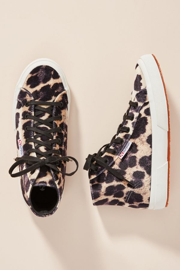 Superga Leopard-Printed Velvet High-Top Sneakers | Anthropologie