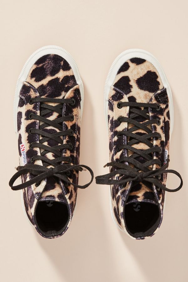 Superga Leopard-Printed Velvet High-Top Sneakers | Anthropologie