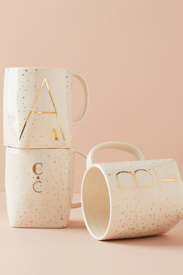 Gilded Shapes Monogram Mug Anthropologie